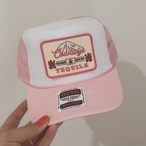 Pink Cowboys & Tequila Trucker Patch Hat, Iron Patches, Trucker Hat, Cowgirl Trucker Hat, Womans ...