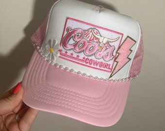 Pink Trucker Patch Hat, Iron Patches, Trucker Hat, Cowgirl Trucker Hat, Womans Trucker Hat, Camo ...