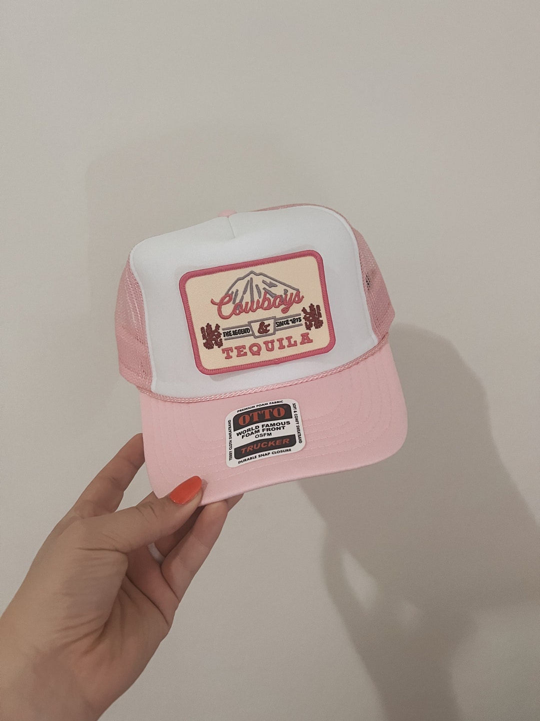 Pink Cowboys & Tequila Trucker Patch Hat, Iron Patches, Trucker Hat, Cowgirl Trucker Hat, Womans ...