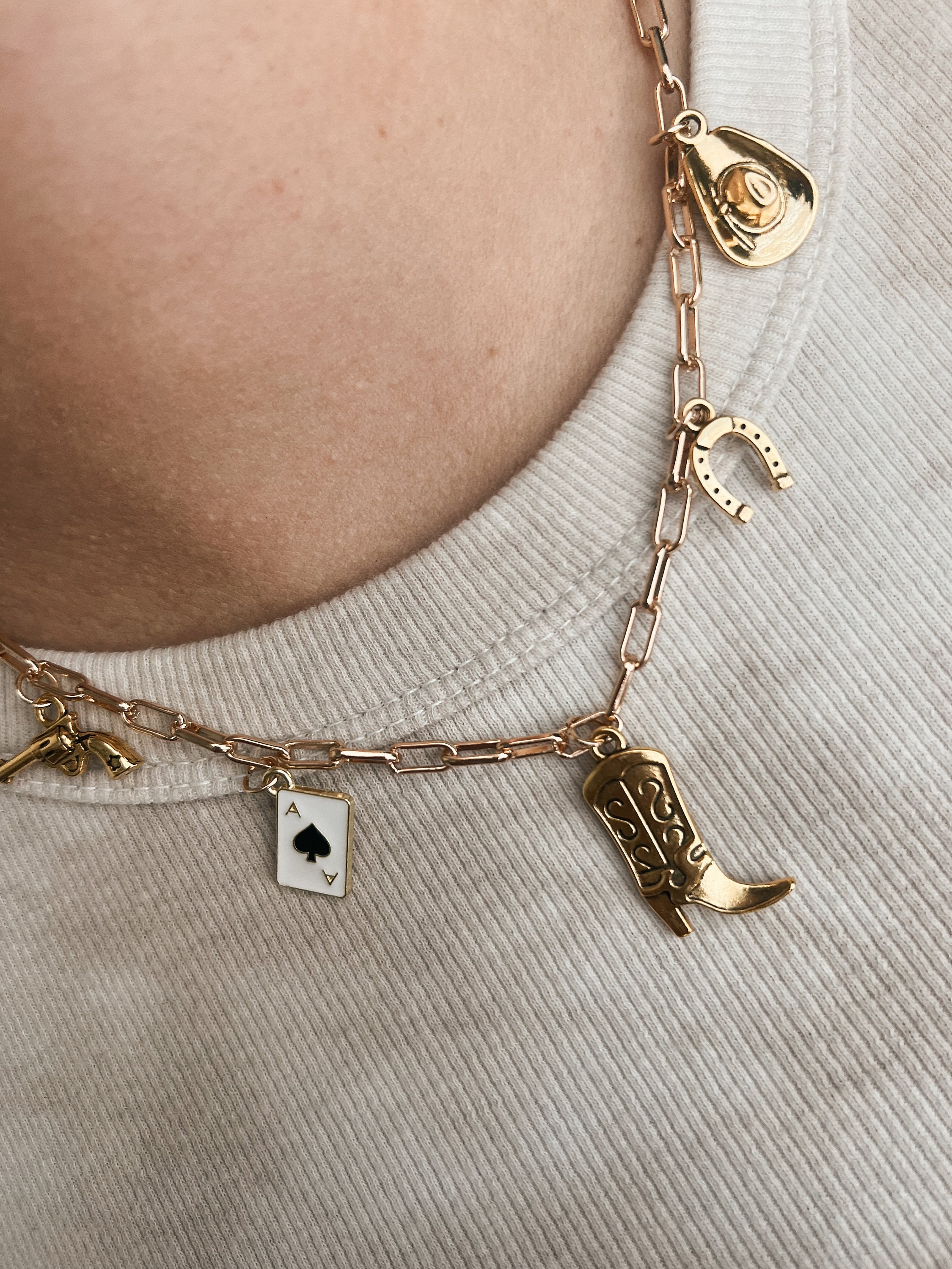 Western Cowgirl Charm Necklace, Chunky Charm Necklace, Country Style ...