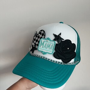 Turquoise Mama Trucker Patch Hat, Iron Patches, Trucker Hat, Cowgirl Trucker Hat, Womans Trucker ...