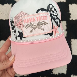 Pink Mama Tried Trucker Patch Hat, Iron Patches, Trucker Hat, Cowgirl Trucker Hat, Womans ...
