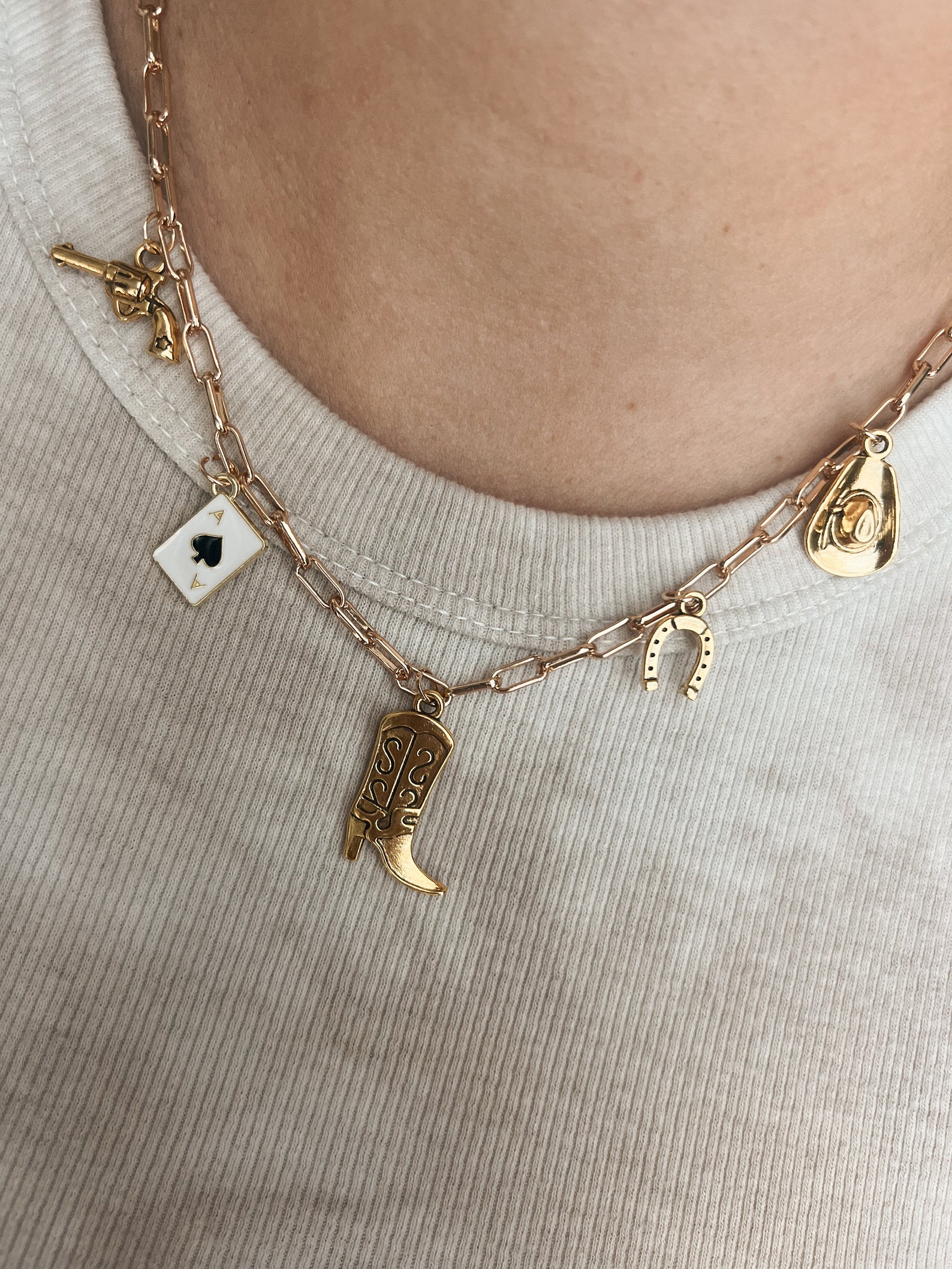 Western Cowgirl Charm Necklace, Chunky Charm Necklace, Country Style ...