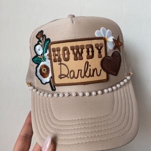 Howdy Darlin’ Trucker Patch Hat, Iron Patches, Trucker Hat, Cowgirl ...