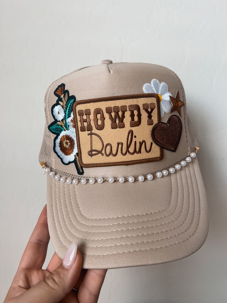 Howdy Darlin’ Trucker Patch Hat, Iron Patches, Trucker Hat, Cowgirl ...