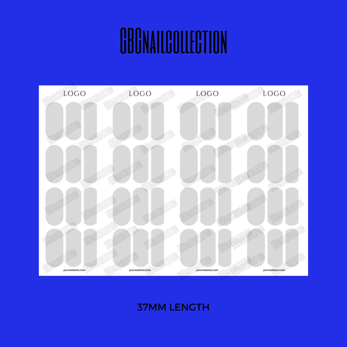 Nail Decal Template Digital A4 Size | Instant Download | 5 Customizable ...