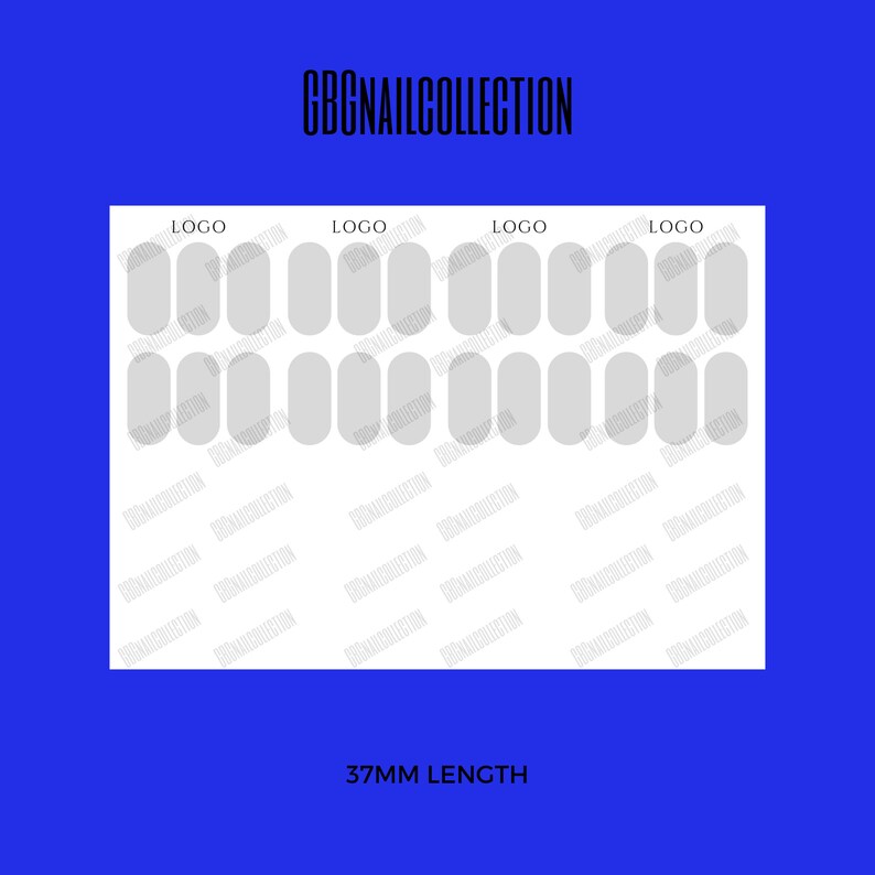 Nail Decal Template Digital A4 Size | Instant Download | 5 Customizable ...