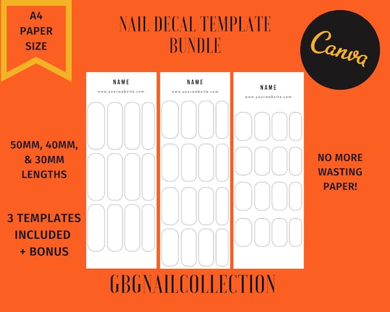 4 Digital Nail Decals Template A4 Size Instant Download - Etsy