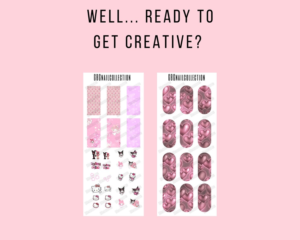 Nail Decals Template Digital A4 Size | Instant Download | Customizable ...