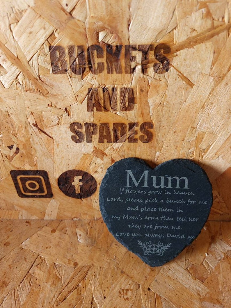Personalized Mum Memorial Slate Plaque: Laser Engraved Heart - Etsy UK
