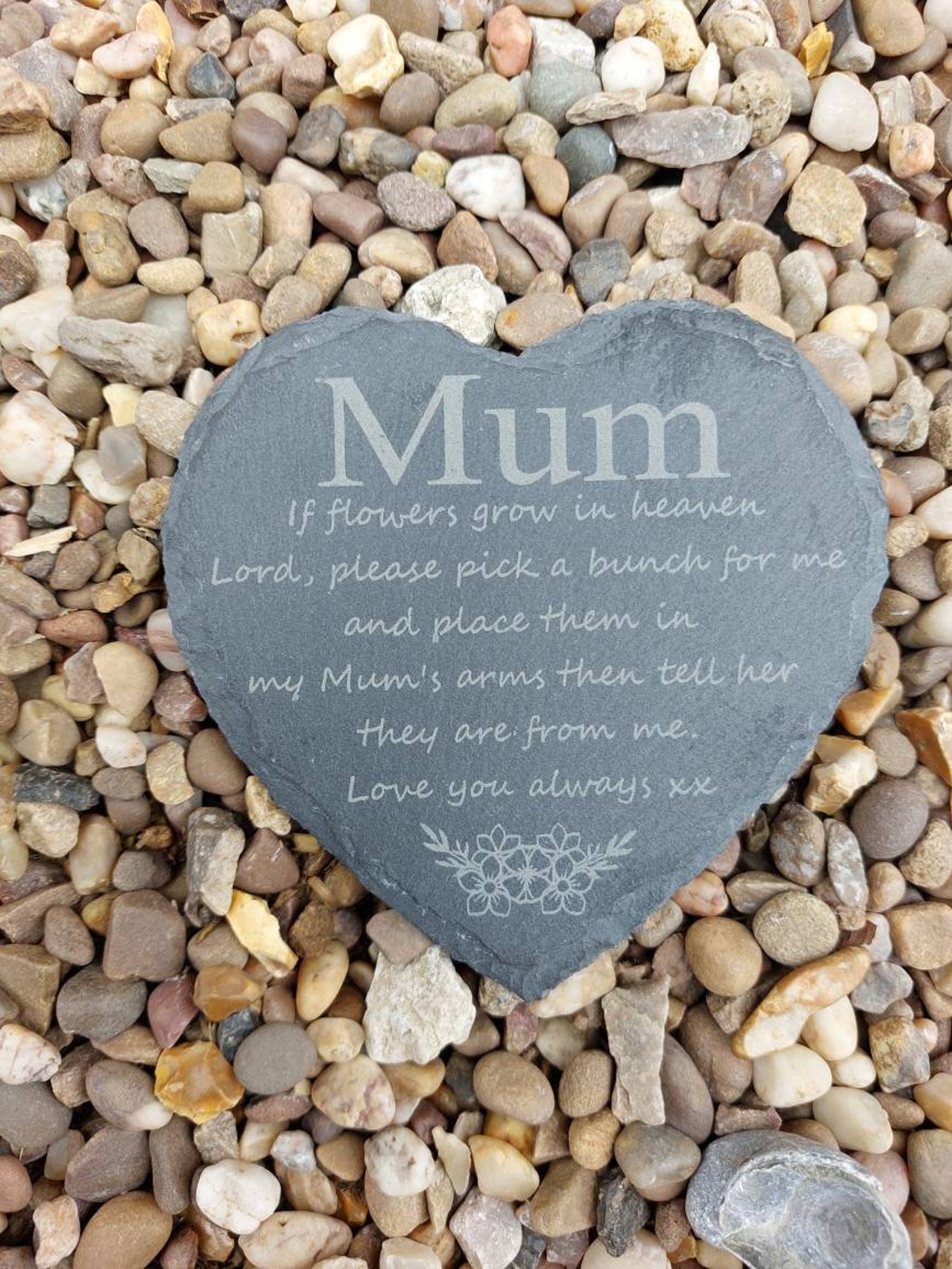 Personalized Mum Memorial Slate Plaque: Laser Engraved Heart - Etsy UK