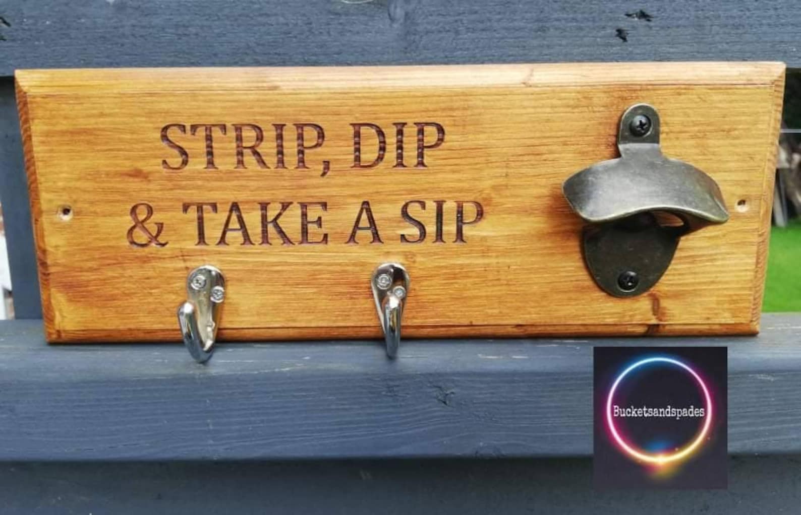 Strip Dip and Take a Sip Hot Tub Sign Towel Holder & Bottle - Etsy