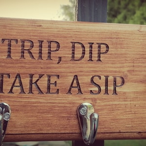 Strip, Dip and Take a Sip Hot Tub Sign, Towel Holder & Bottle Opener ...