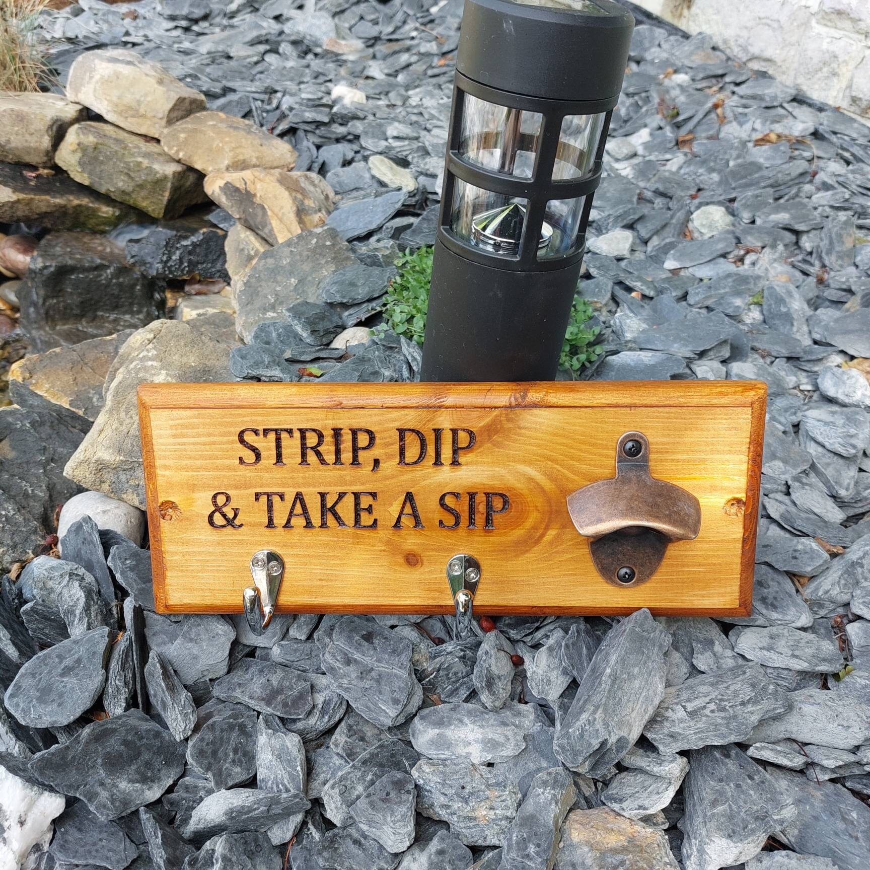 Strip Dip and Take a Sip Hot Tub Sign Towel Holder & Bottle - Etsy UK