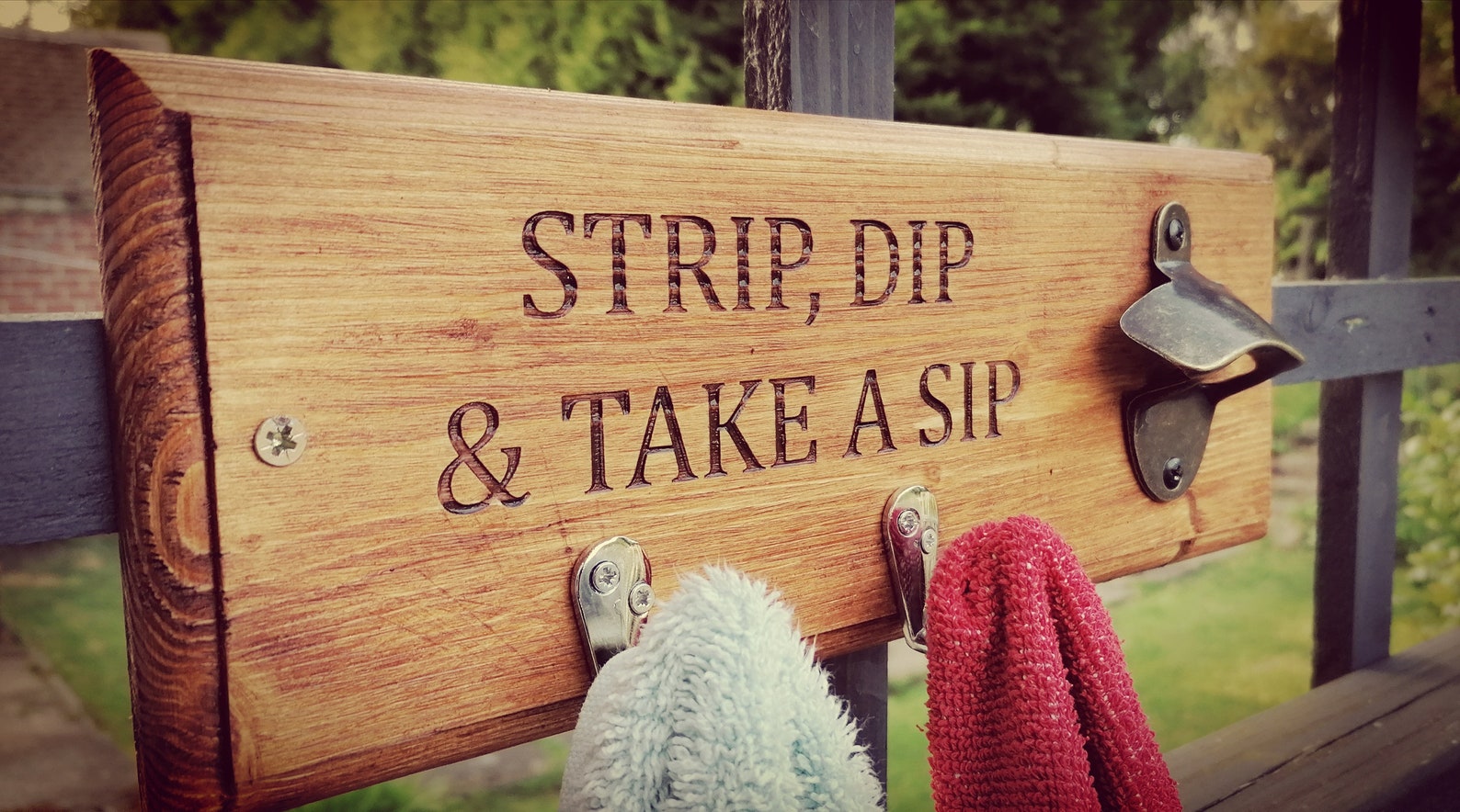 Strip Dip and Take a Sip Hot Tub Sign Towel Holder & Bottle - Etsy