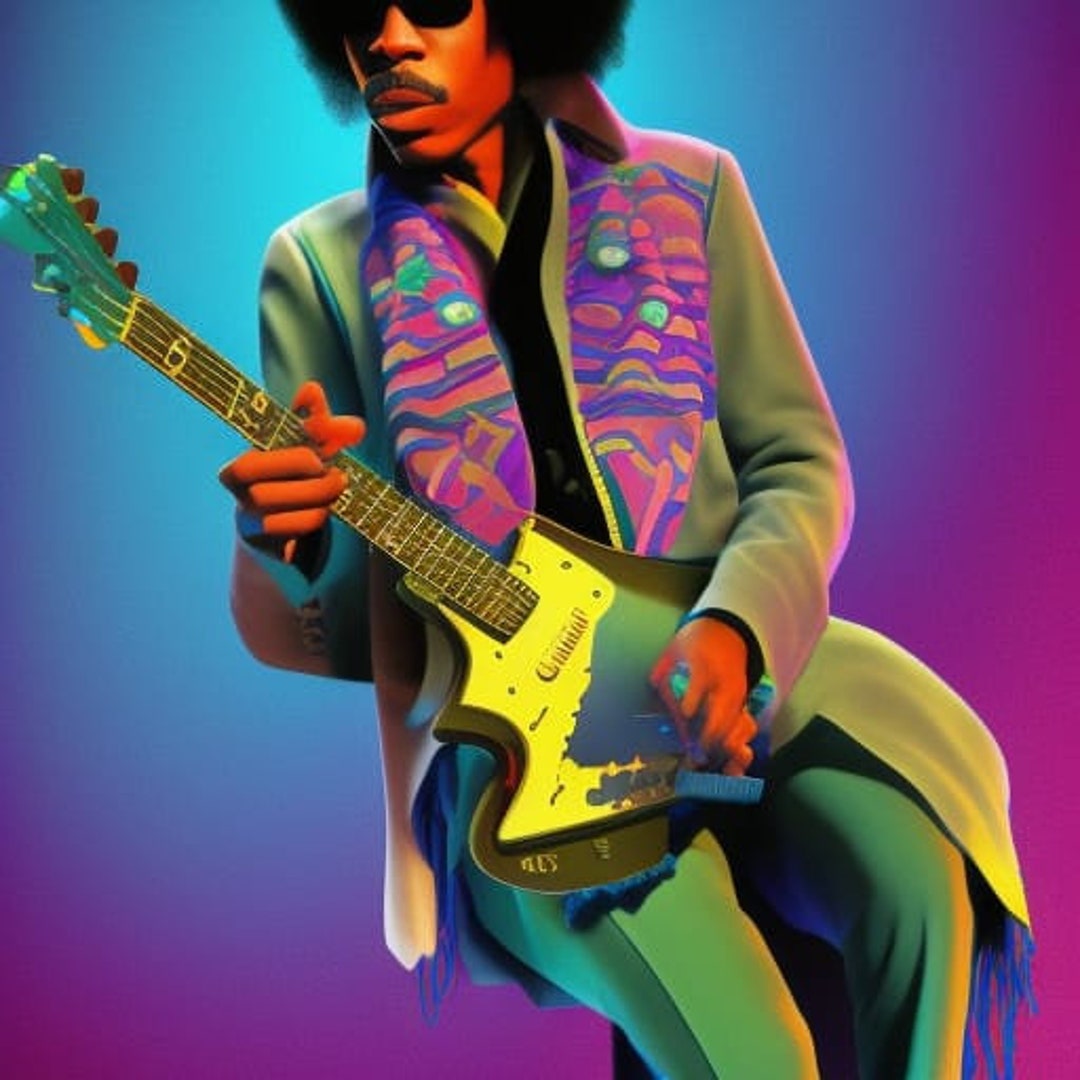 Digital AI Art Print of Jimi Hendrix - Etsy