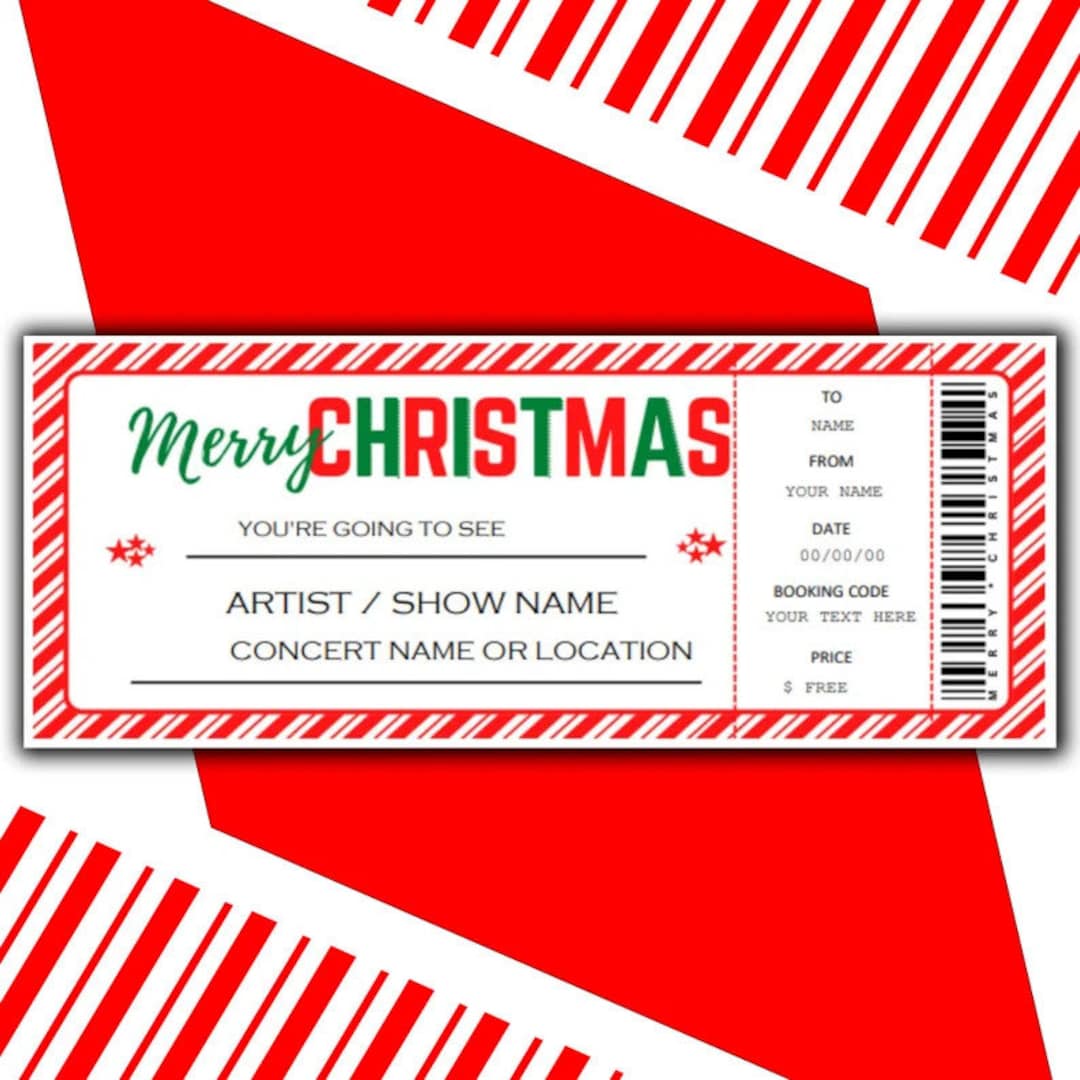Editable Christmas Concert Ticket Printable Template | Surprise Ticket ...
