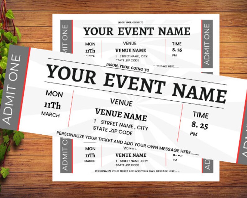 Editable Concert Ticket Template, Concert Ticket, Custom Event Ticket ...