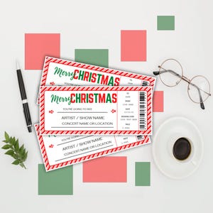 Christmas Concert Ticket Template Editable Concert Ticket Template ...