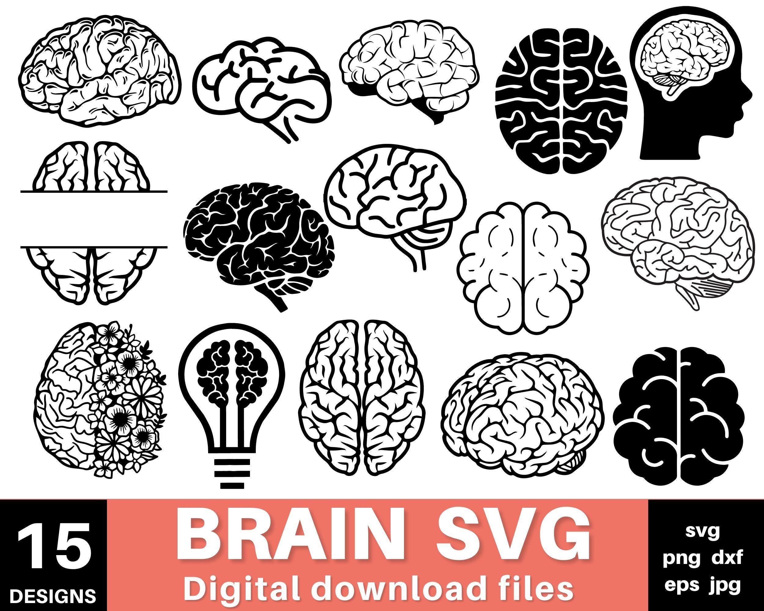 Brain Svg, Human Brain Svg, Brain Png, Brain Clipart, Mental Health Svg ...