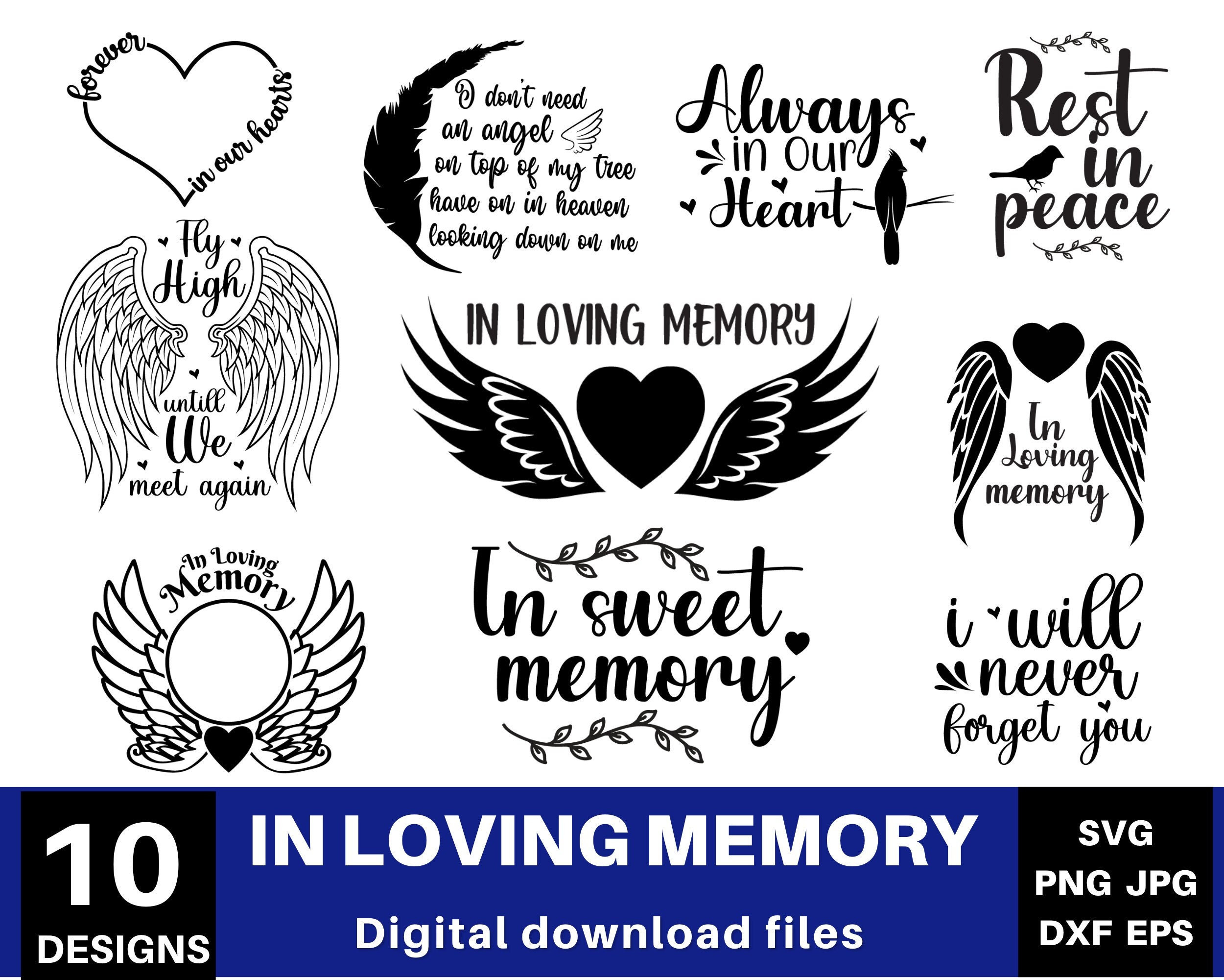In Loving Memory Svg, Loving Memory Png, Memorial Svg, Rest in Peace ...