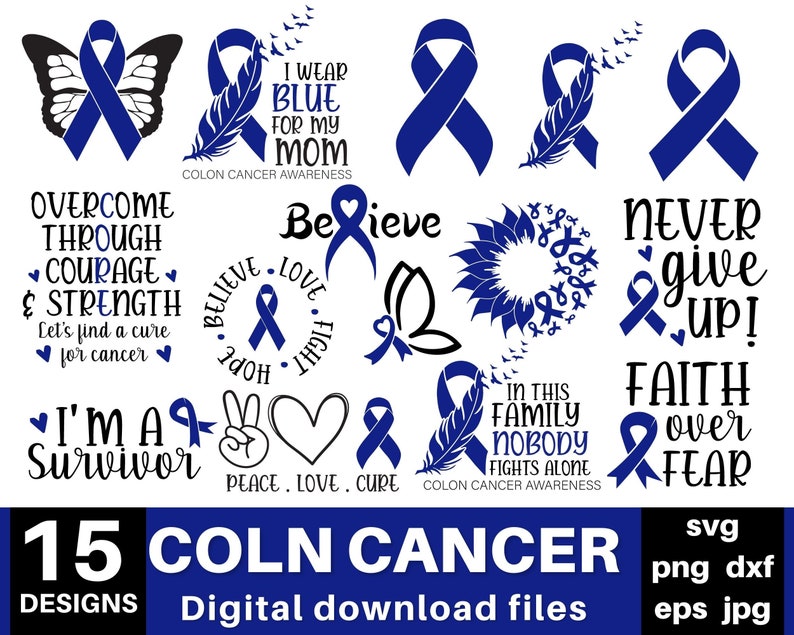 Colon Cancer Awareness SVG Bundle: Ribbon Designs (digital Download) - Etsy