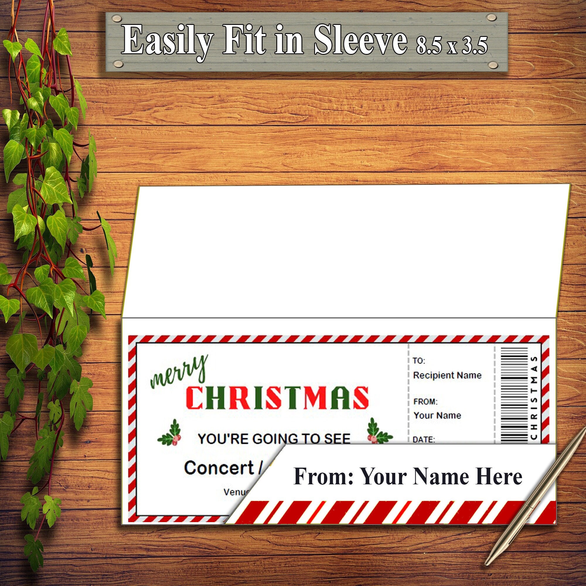 Editable Christmas Concert Ticket Printable Template | Surprise Ticket ...