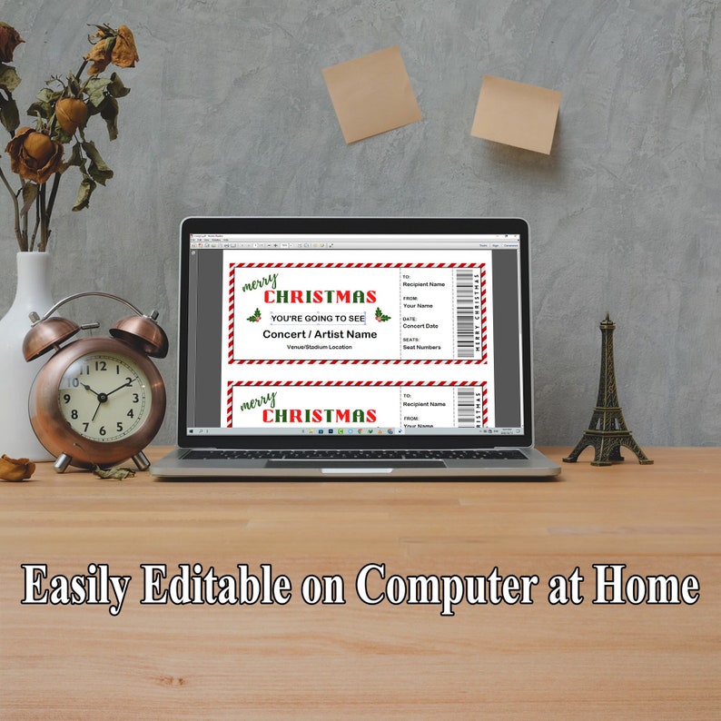 Editable Christmas Concert Ticket Printable Template | Surprise Ticket ...