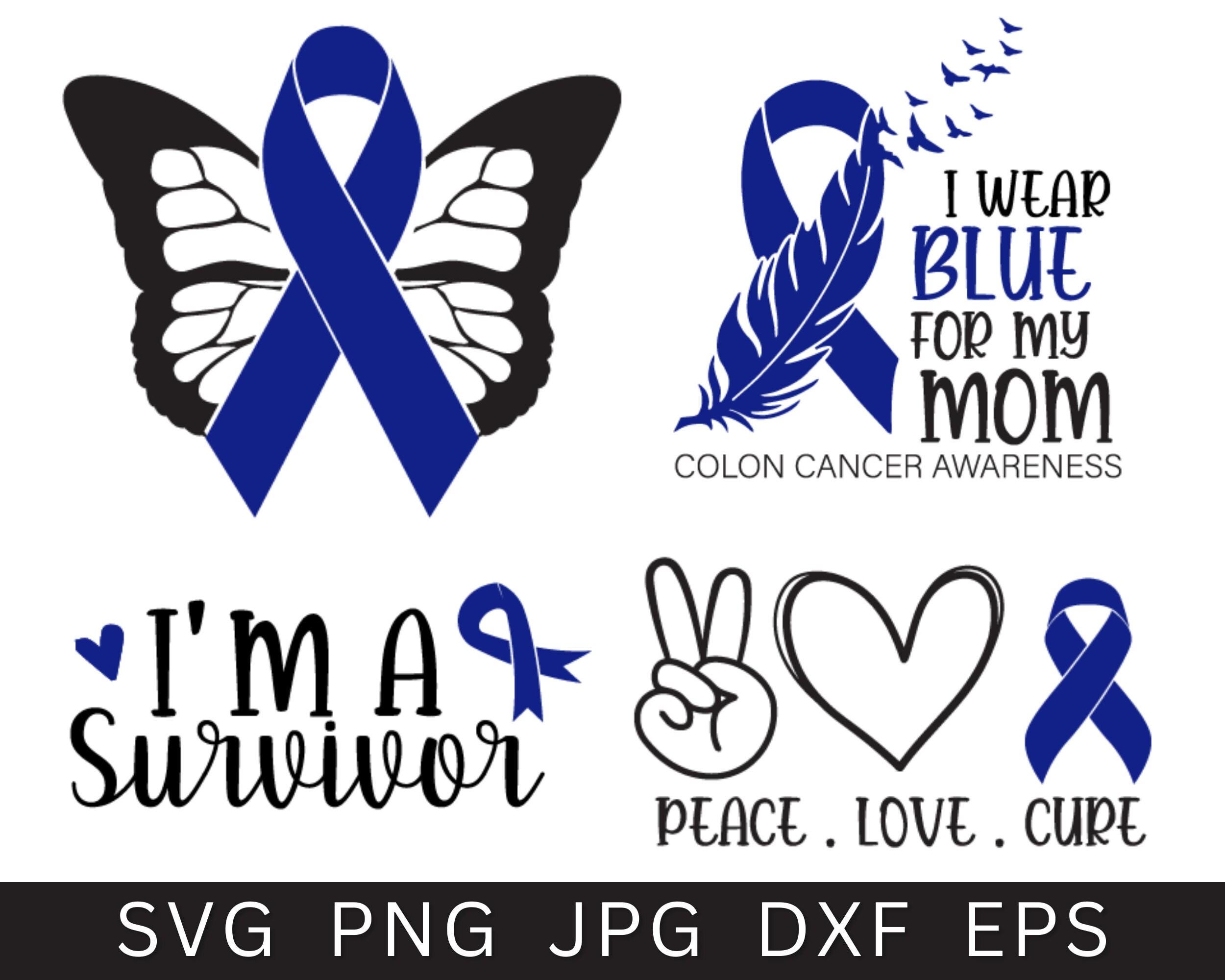 Colon Cancer Svg, Cancer Awareness Svg, Cancer Ribbon Svg, Blue Ribbon ...