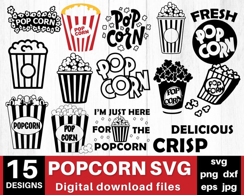 Popcorn SVG Clipart: Movie Night Graphics (digital Download) - Etsy