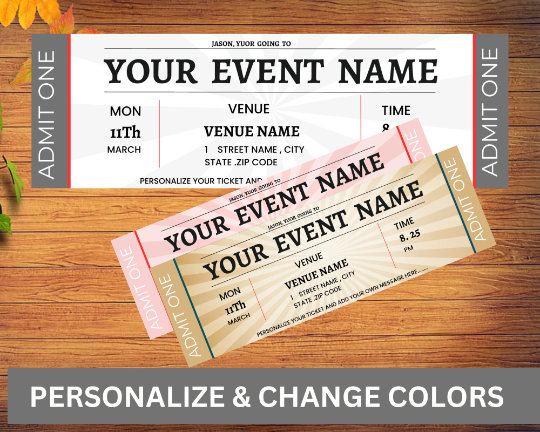 Editable Concert Ticket Template, Concert Ticket, Custom Event Ticket ...