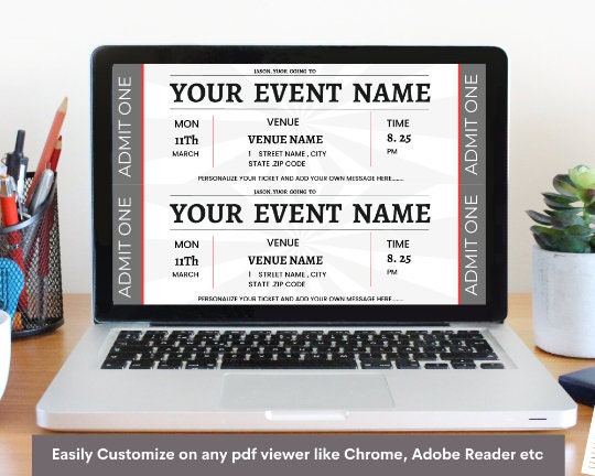 Editable Concert Ticket Template, Concert Ticket, Custom Event Ticket ...