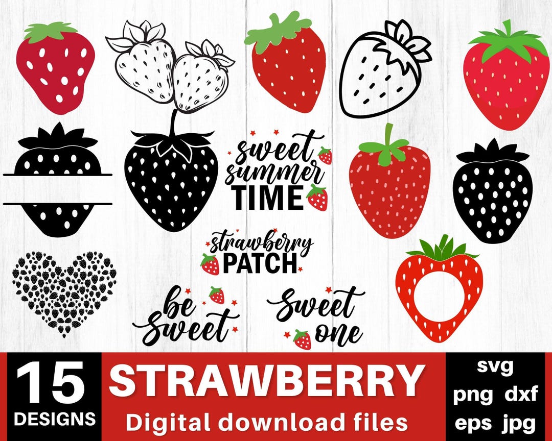 Strawberry SVG Bundle: Starbucks Cup, Fruit Sticker (digital Download ...