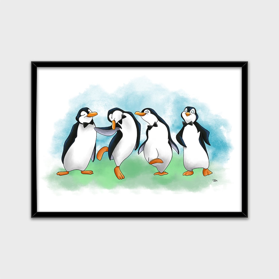 Drawing Inspired by the Film Mary Poppins Studio Disney Penguins - Etsy
