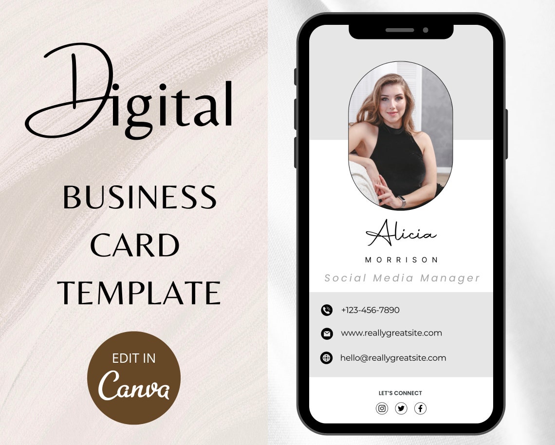 Modern Digital Business Card Template Custom Digital - Etsy