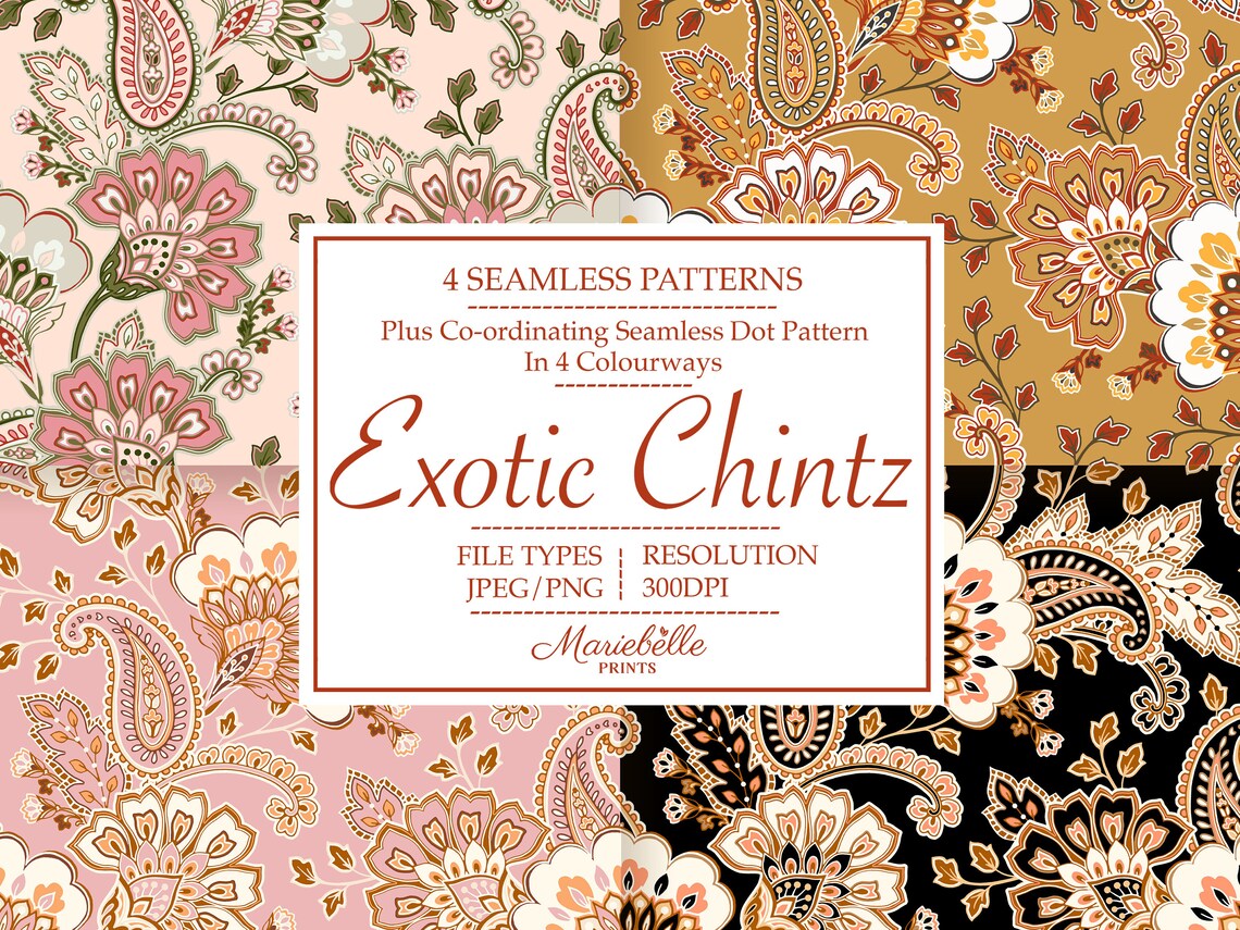 FLORAL CHINTZ Seamless Pattern, Digital Paper, Chintz Background ...