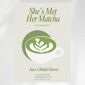 She Met Her Matcha Bridal Shower Invitation | Matcha Bachelorette Party ...