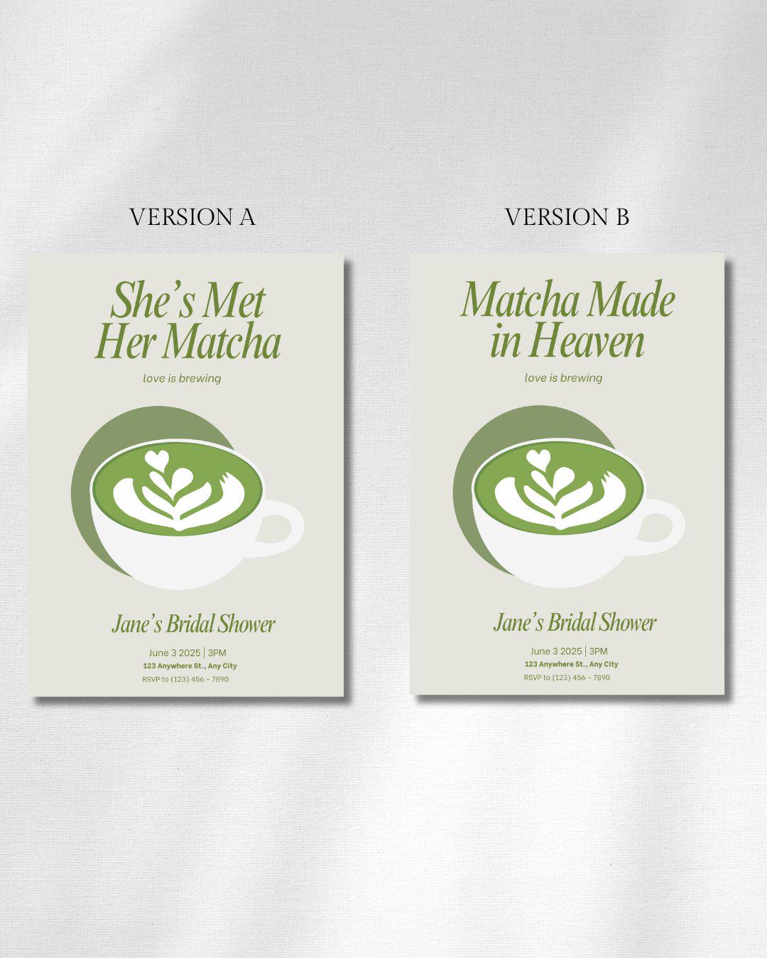 She Met Her Matcha Bridal Shower Invitation | Matcha Bachelorette Party ...
