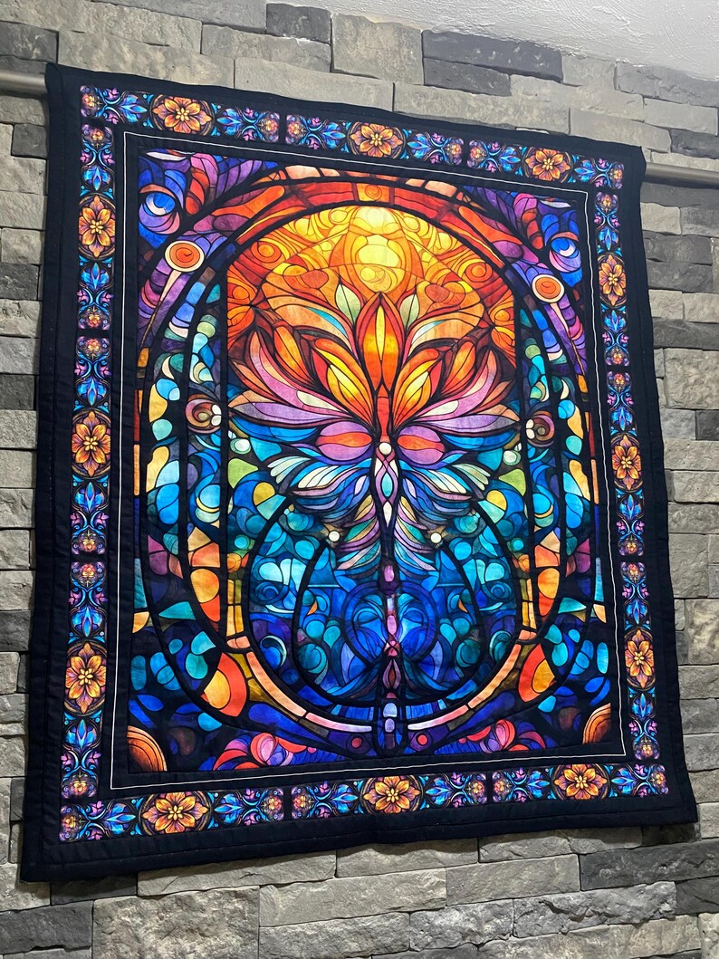 Stained Glass Wall Quilt, Quilt Art, Quilted Wall Art, Stained Glass ... Stained Glass Wall Quilt, Quilt Art, Quilted Wall Art, Stained Glass ...