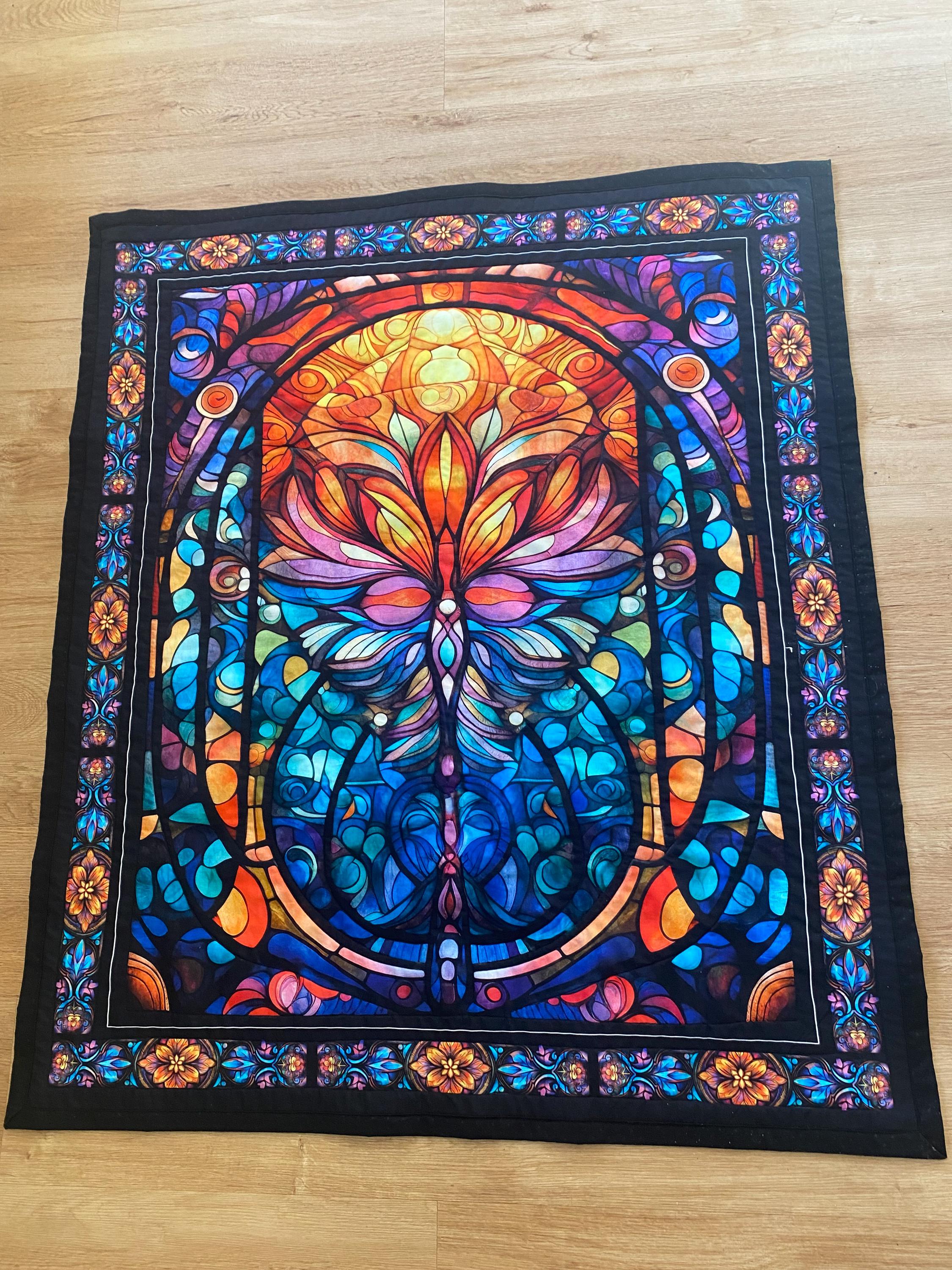 Stained Glass Wall Quilt, Quilt Art, Quilted Wall Art, Stained Glass ... Stained Glass Wall Quilt, Quilt Art, Quilted Wall Art, Stained Glass ...