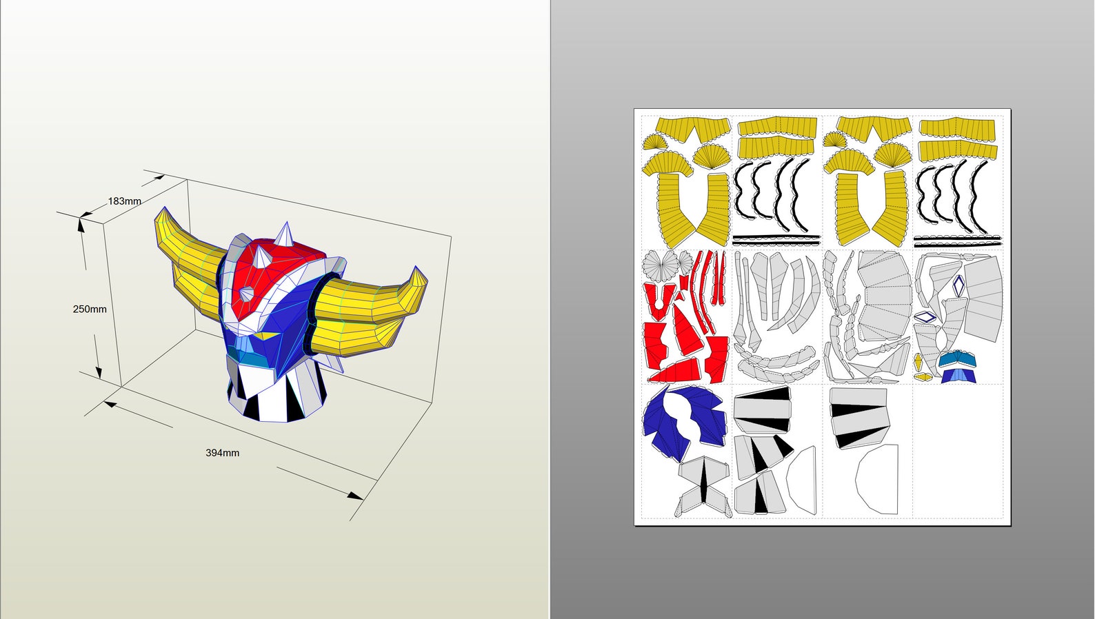 Grendizer - Goldorak Head Sculpture Paper 3D DIY papercraft, Sculpture ...