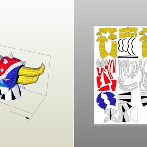 Grendizer - Goldorak Head Sculpture Paper 3D DIY Papercraft, Wall ...