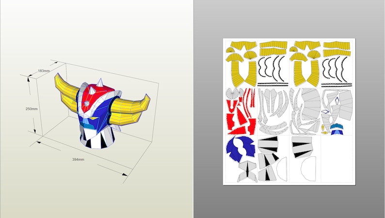 Grendizer - Goldorak Head Sculpture Paper 3D DIY Papercraft, Wall ...