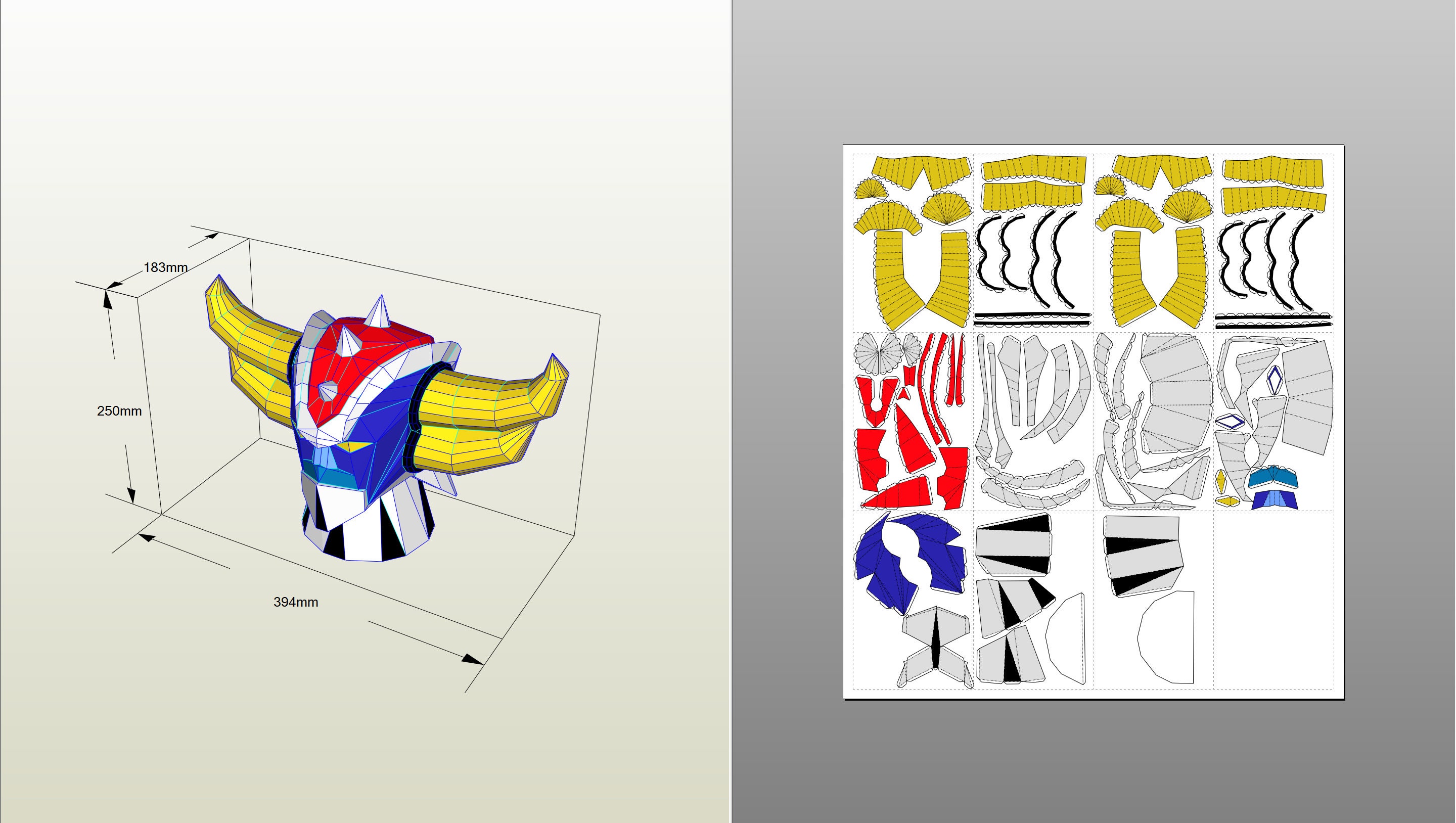 Grendizer - Goldorak Head Sculpture Paper 3D DIY papercraft, Sculpture ...