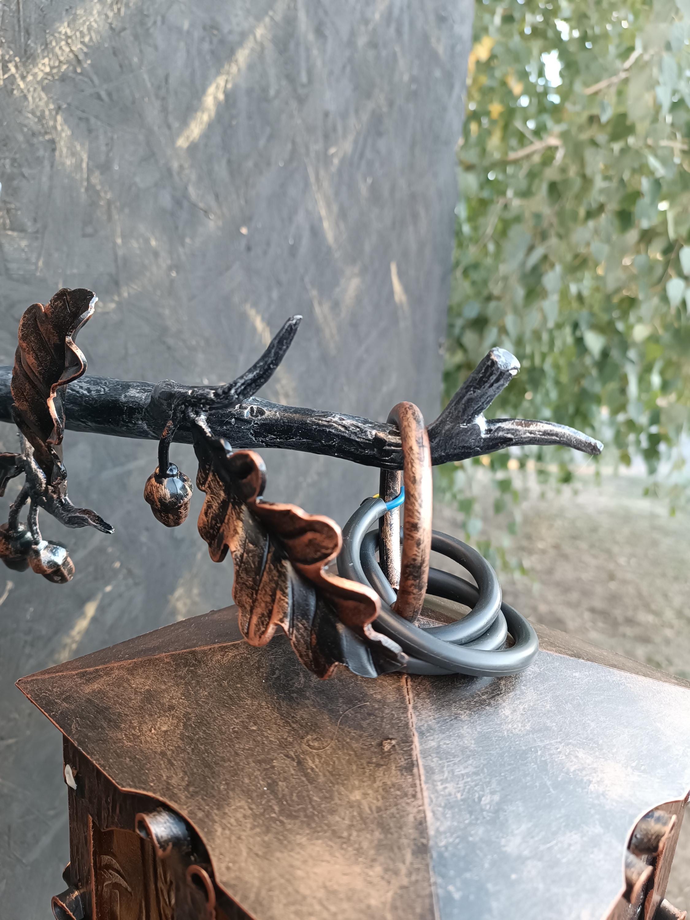 Hand-forged Rustic Lantern With Oak Leaf Decor, Medieval Style Wrought ...