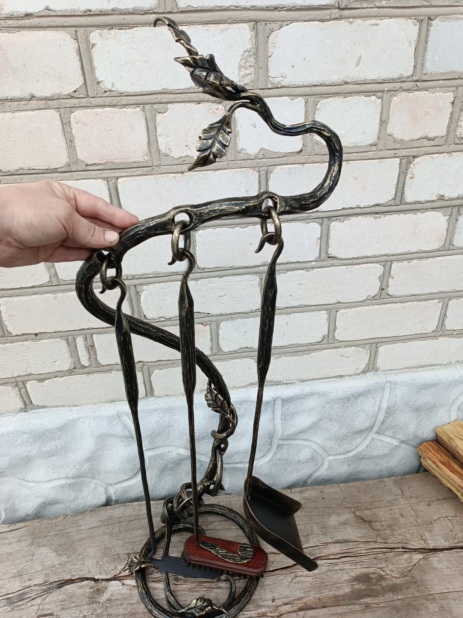 Wrought Iron Fireplace Set for 3 Items - Etsy