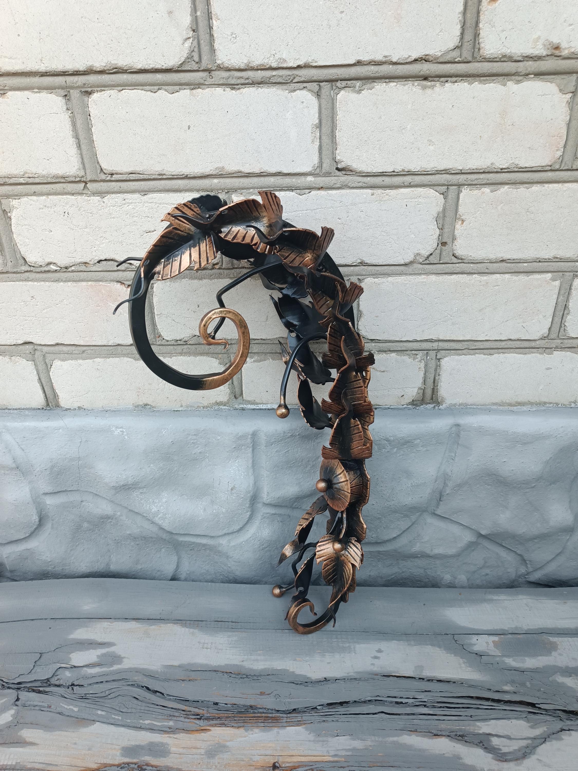 Hand-forged Wrought Iron Floral Wall Bracket: Rustic Plant Hanger - Etsy
