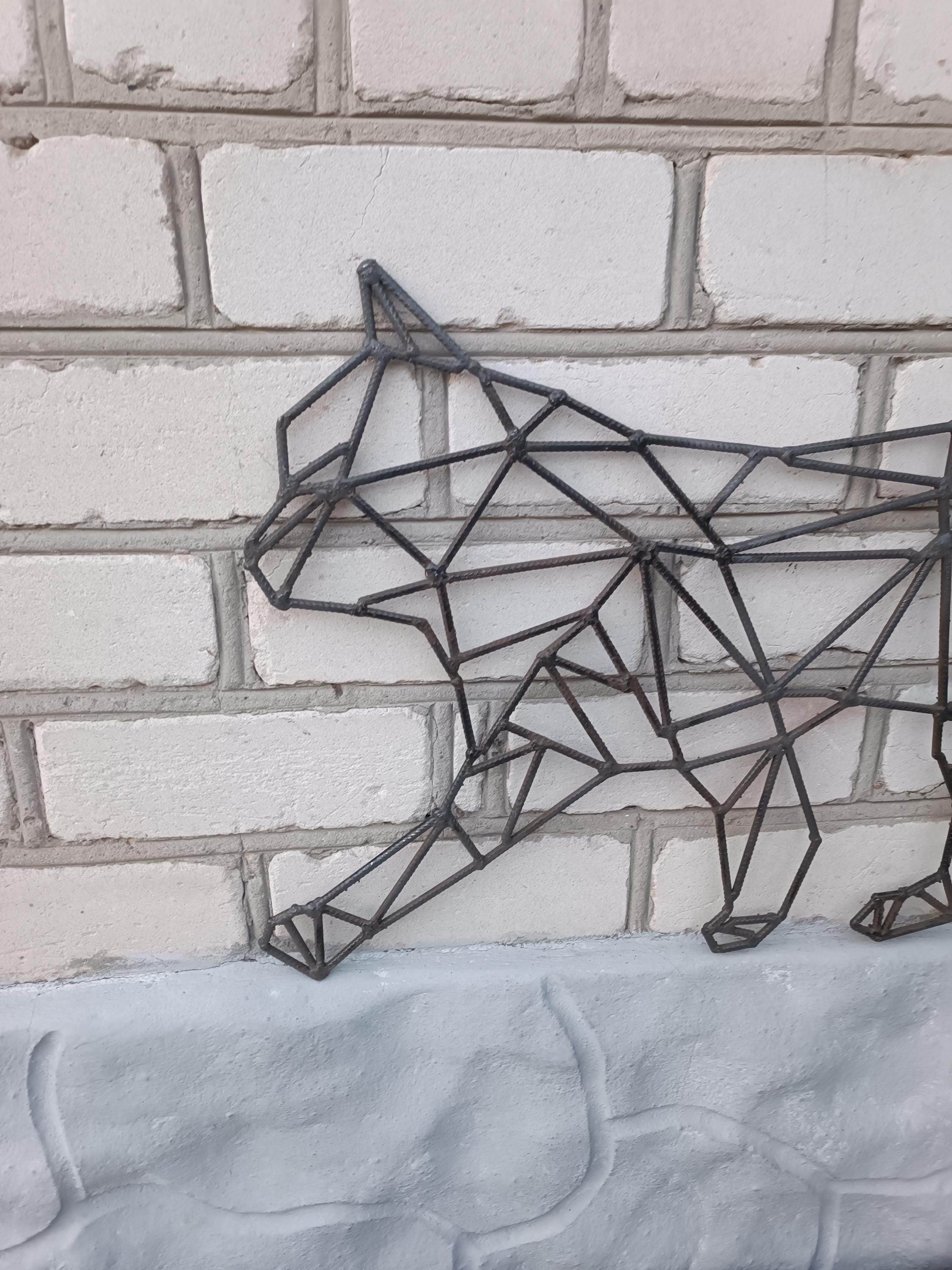 Handmade Wrought Iron Cat Wall Art: Geometric Metal Painting - Etsy