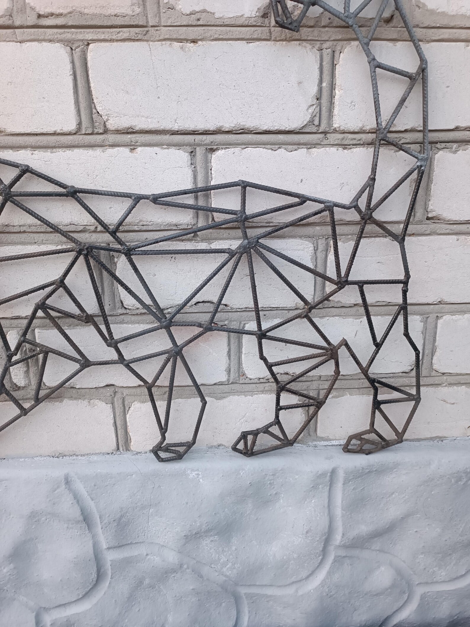 Handmade Wrought Iron Cat Wall Art: Geometric Metal Painting - Etsy