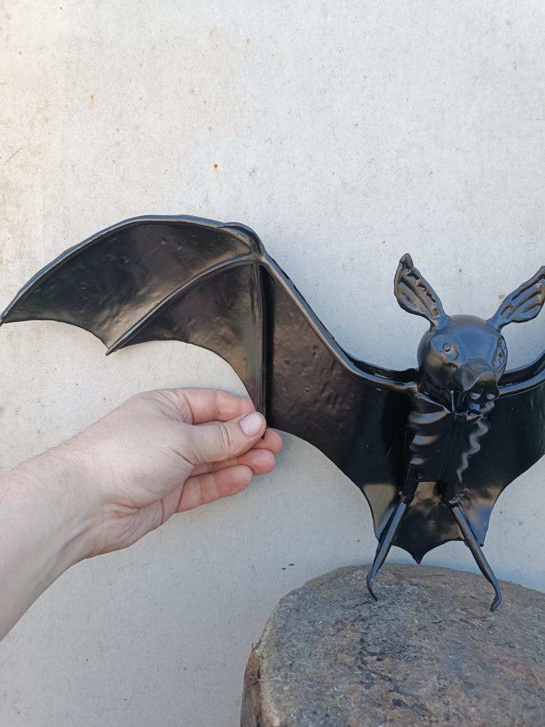 Hand-forged Iron Bat Sculpture: Gothic Wall & Garden Decor - Etsy